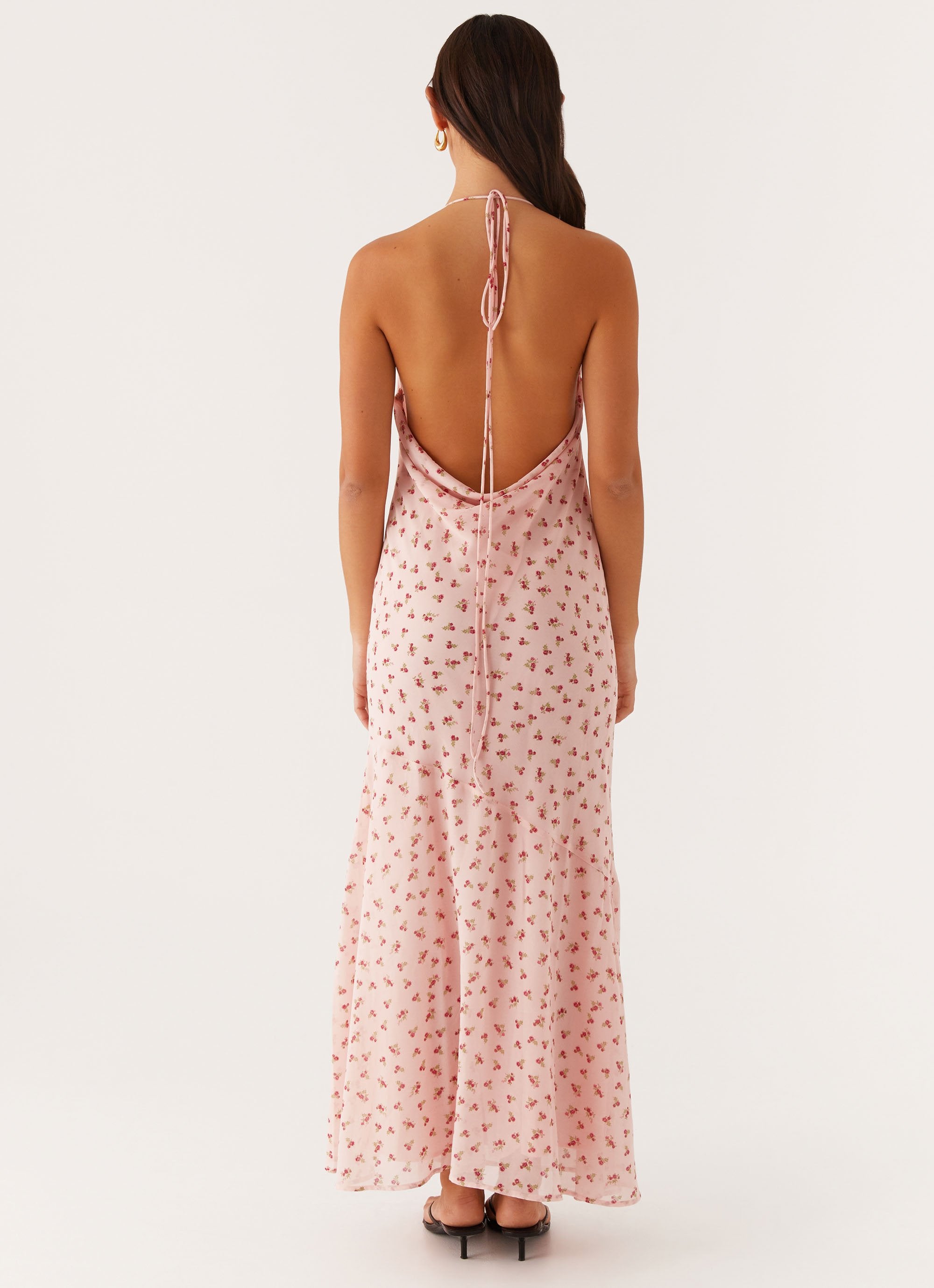 Alianna Cowl Neck Mesh Maxi Dress - Pink Flower – Peppermayo UK