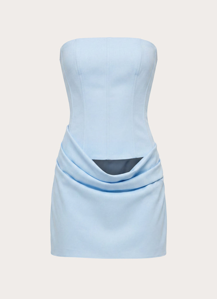 Alva Strapless Mini Dress - Blue – Peppermayo UK