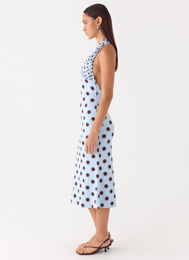 Awuku Midi Dress - Blue Mocha Dot – Peppermayo UK
