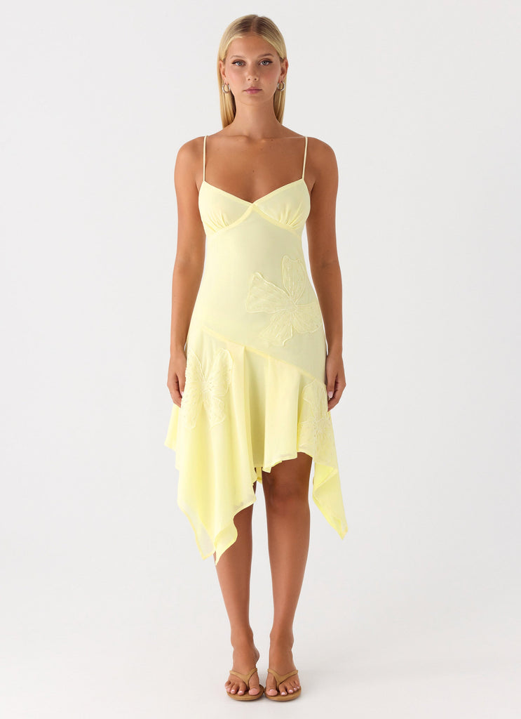 Aysha Beaded Flower Midi Dress - Yellow – Peppermayo UK