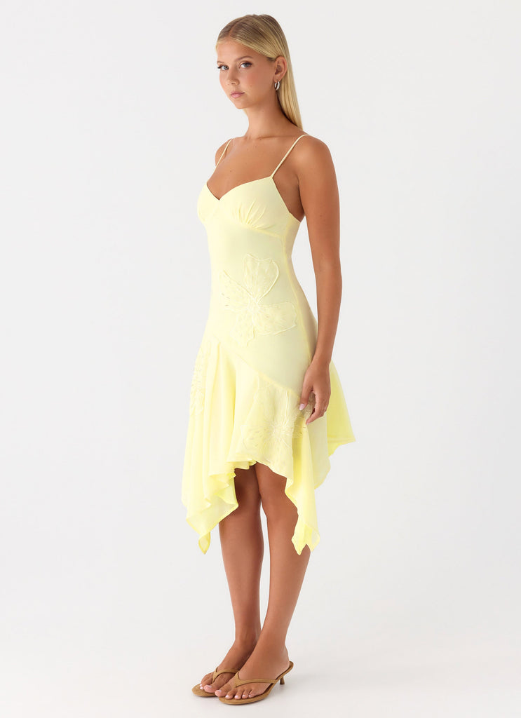 Aysha Beaded Flower Midi Dress - Yellow – Peppermayo UK