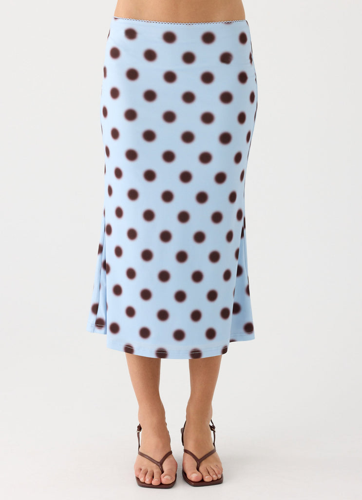 Bahama Low Rise Midi Skirt - Blue Mocha Dot – Peppermayo UK