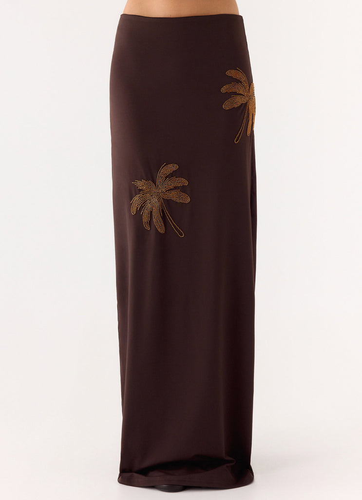Brienne Beaded Maxi Skirt - Chocolate – Peppermayo UK