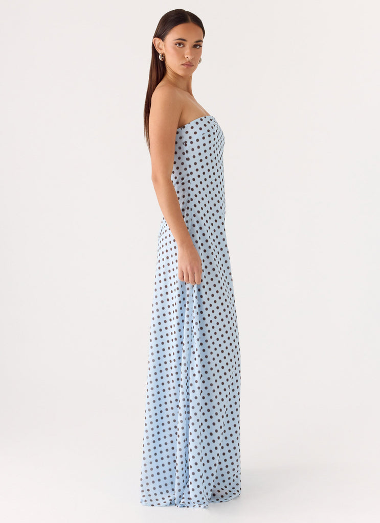 Chaniva Maxi Dress - Blue Mocha Dot – Peppermayo UK