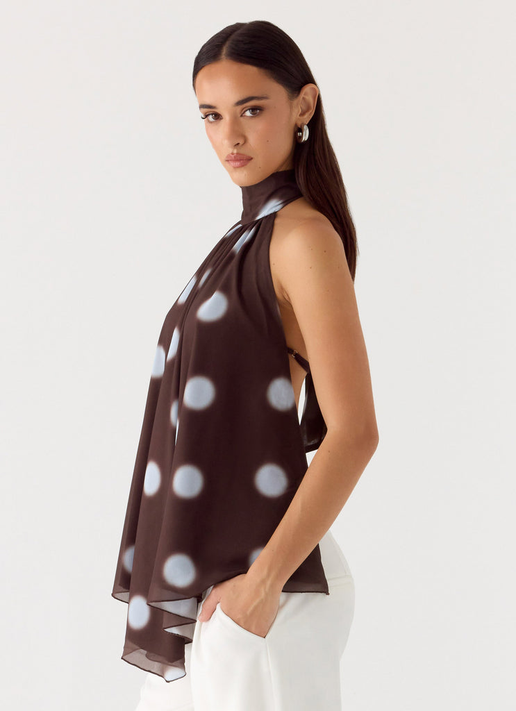 Corrida Backless Top - Chocolate Blue Dot – Peppermayo UK