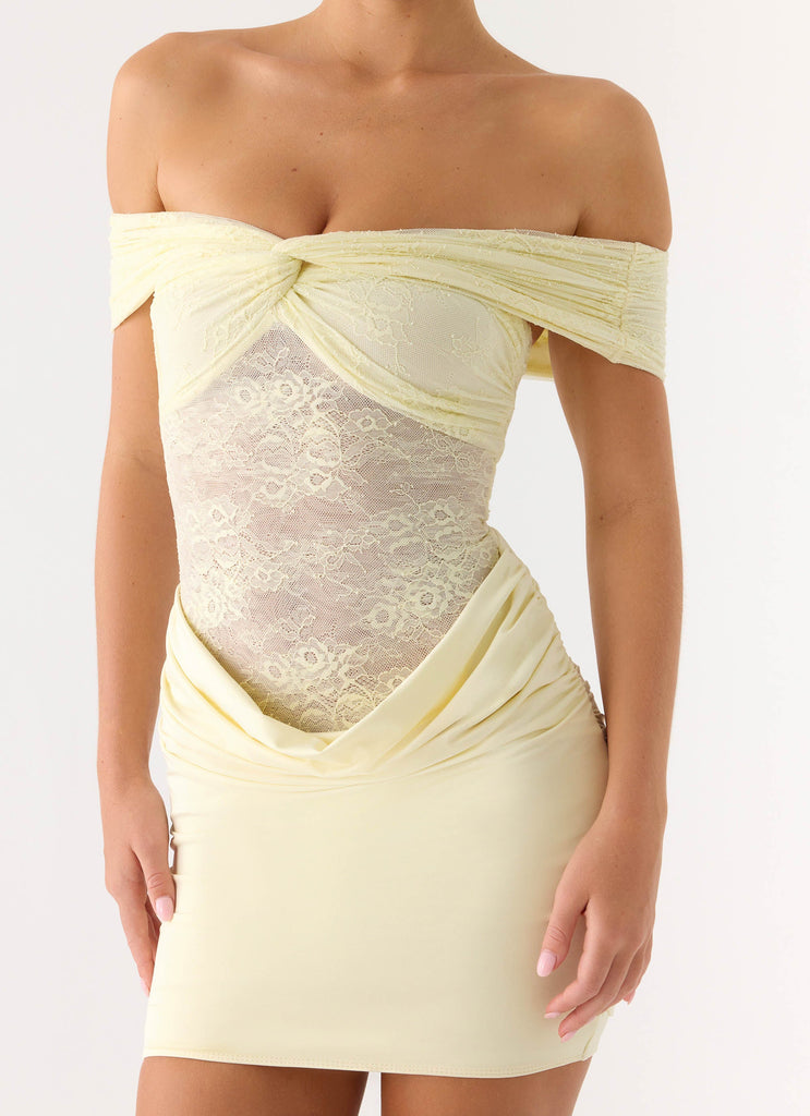 Either Way Off Shoulder Mini Dress - Yellow – Peppermayo UK
