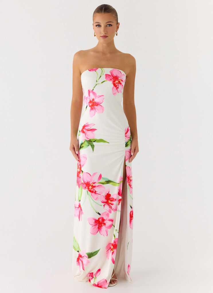 Erivo Strapless Maxi Dress - Ivory Reef – Peppermayo UK
