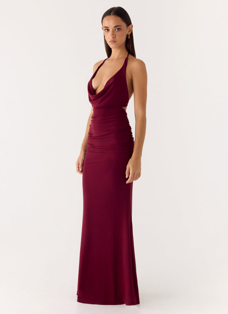 Eyes Closed Maxi Dress - Dark Cherry – Peppermayo UK