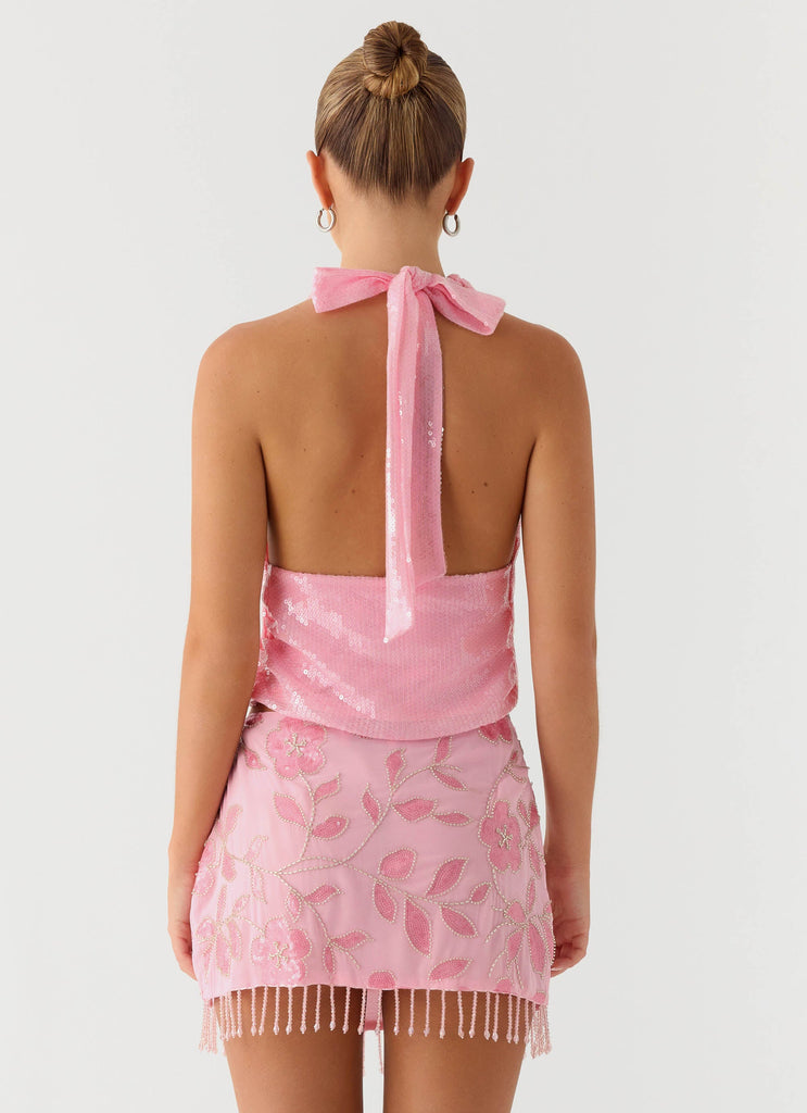 Hollie Sequin Cowl Top - Pink – Peppermayo UK