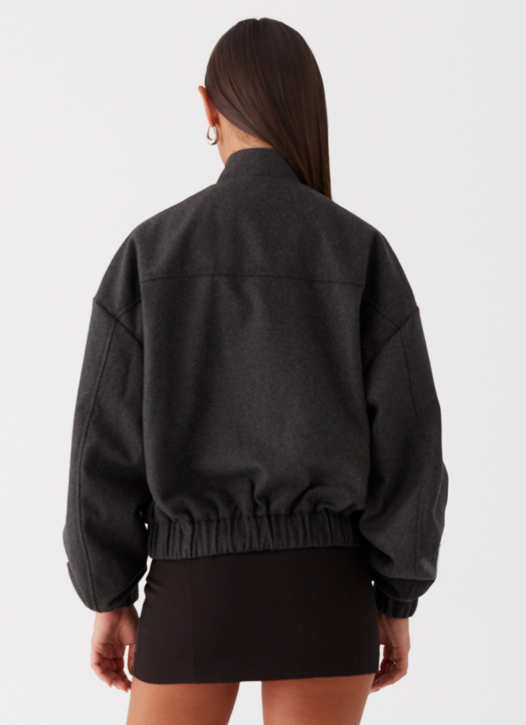 Lorelei Oversized Bomber Jacket - Charcoal – Peppermayo UK