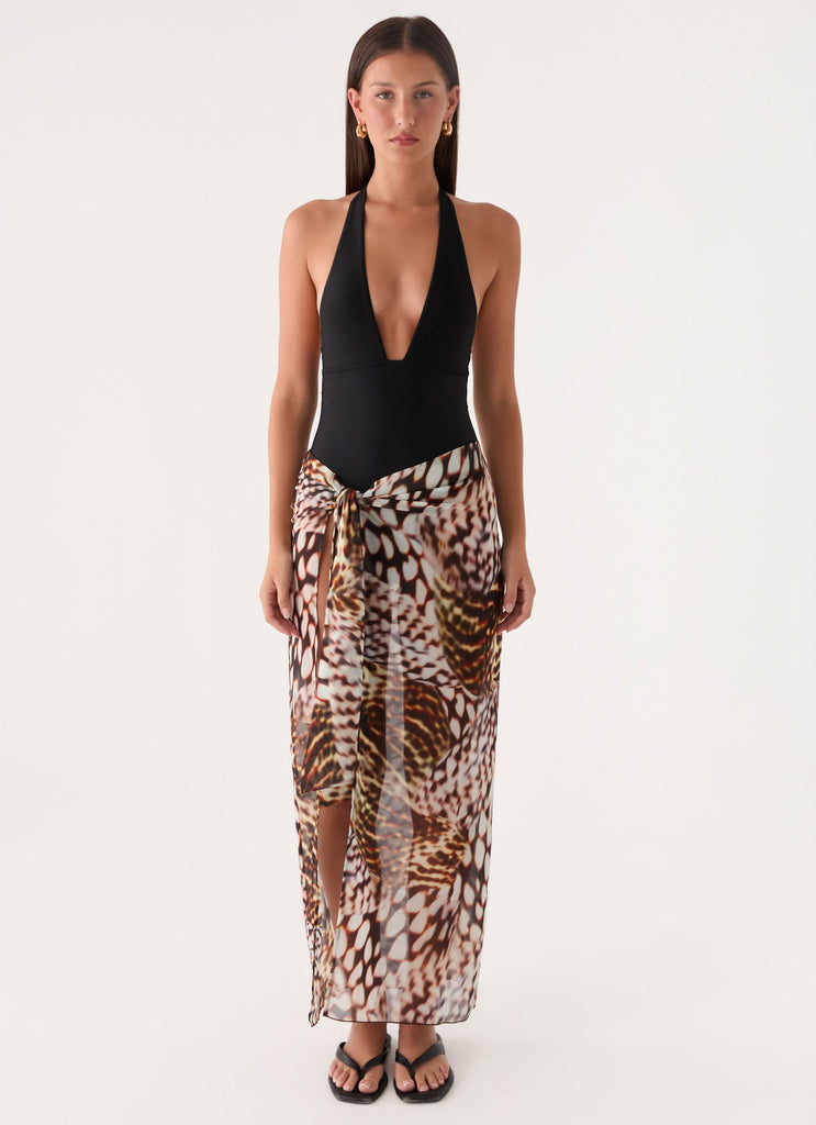 Low Tide Sarong Maxi Skirt - Leopard Hibiscus – Peppermayo UK