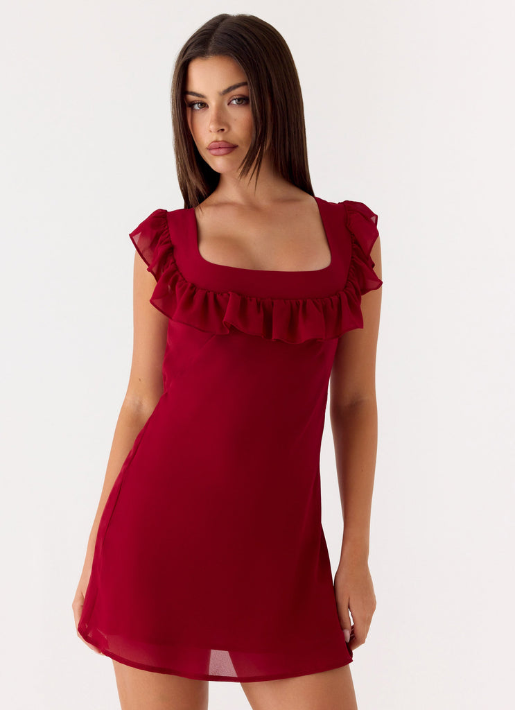 Malina Mini Dress - Deep Red – Peppermayo UK