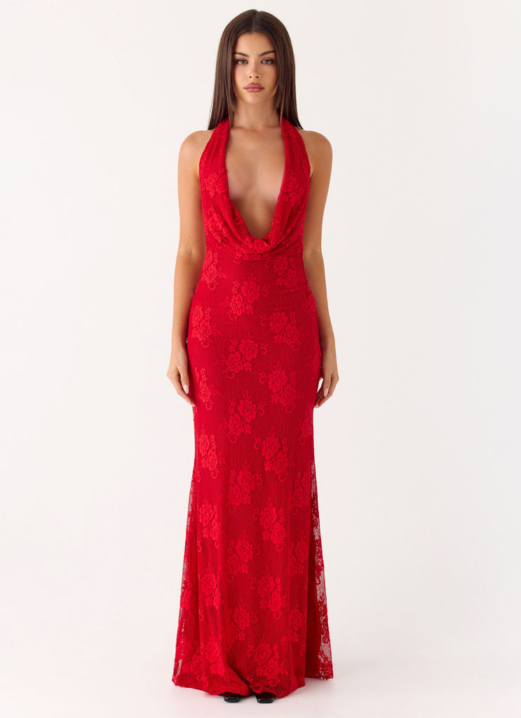 Mitchella Lace Maxi Dress - Red – Peppermayo UK