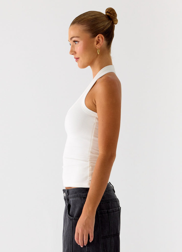 Nauton Ribbed Halter Top - White – Peppermayo UK