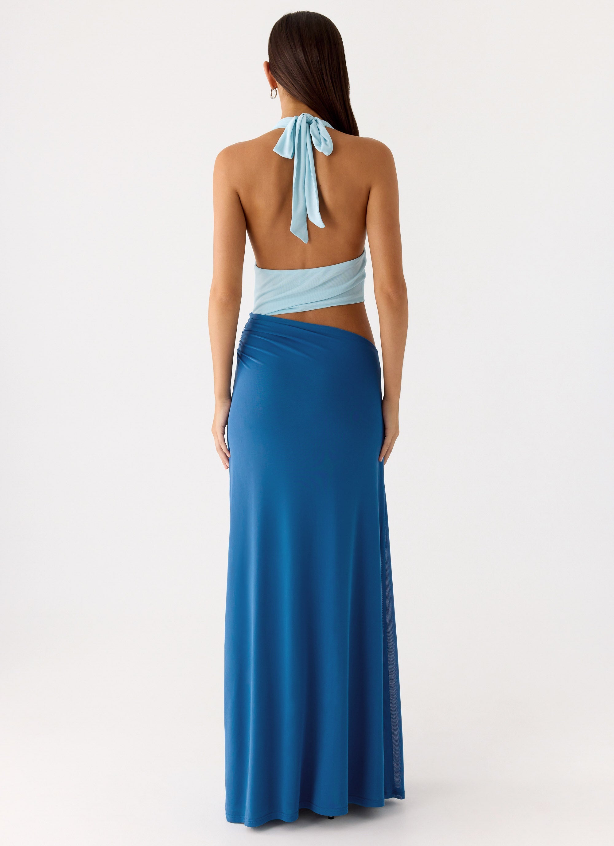 Saresther Halter Neck Maxi Dress - Blue – Peppermayo UK