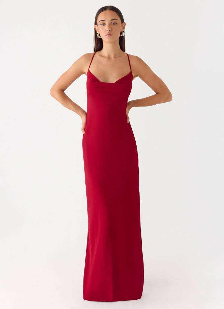 Saria Maxi Dress - Deep Red – Peppermayo UK