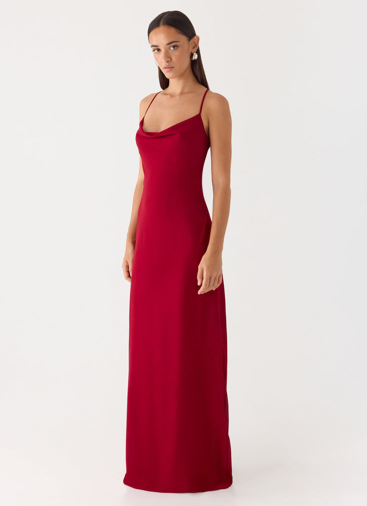 Saria Maxi Dress - Deep Red – Peppermayo UK