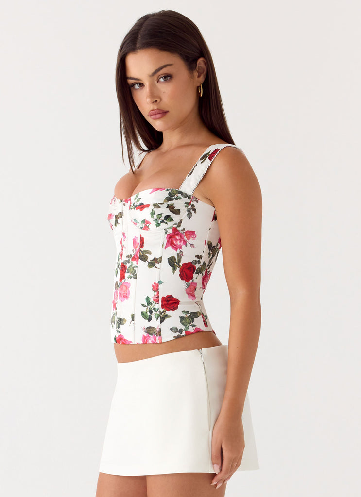 Sena Bustier Corset Top - Ivory Bloom – Peppermayo UK