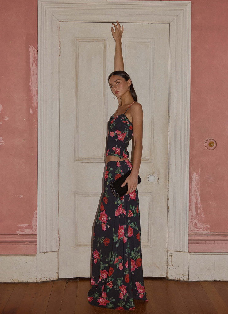 Star Girl Chiffon Maxi Skirt - Midnight Bloom – Peppermayo UK