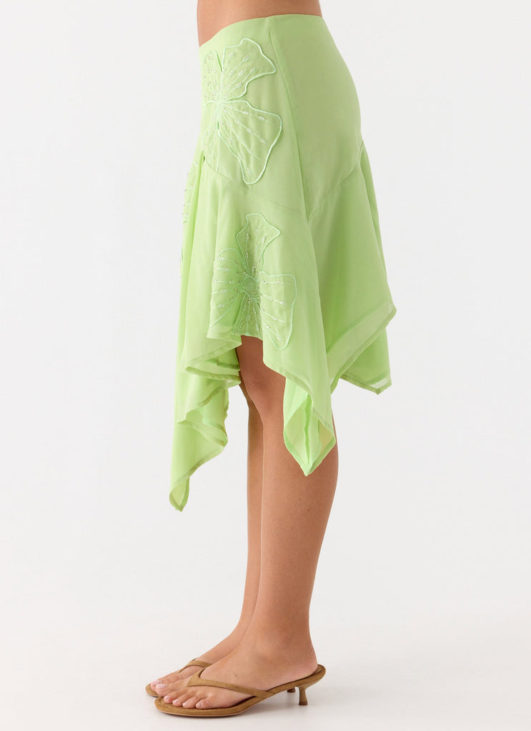 Teneika Beaded Flower Midi Skirt - Lime – Peppermayo UK