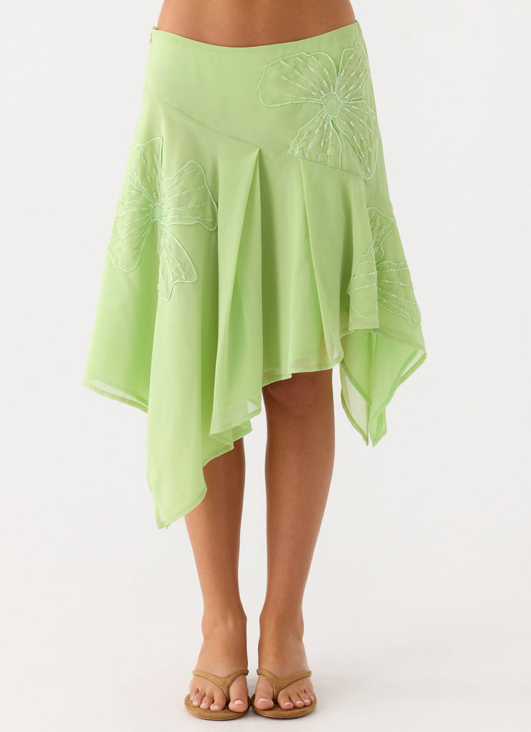 Teneika Beaded Flower Midi Skirt - Lime – Peppermayo UK