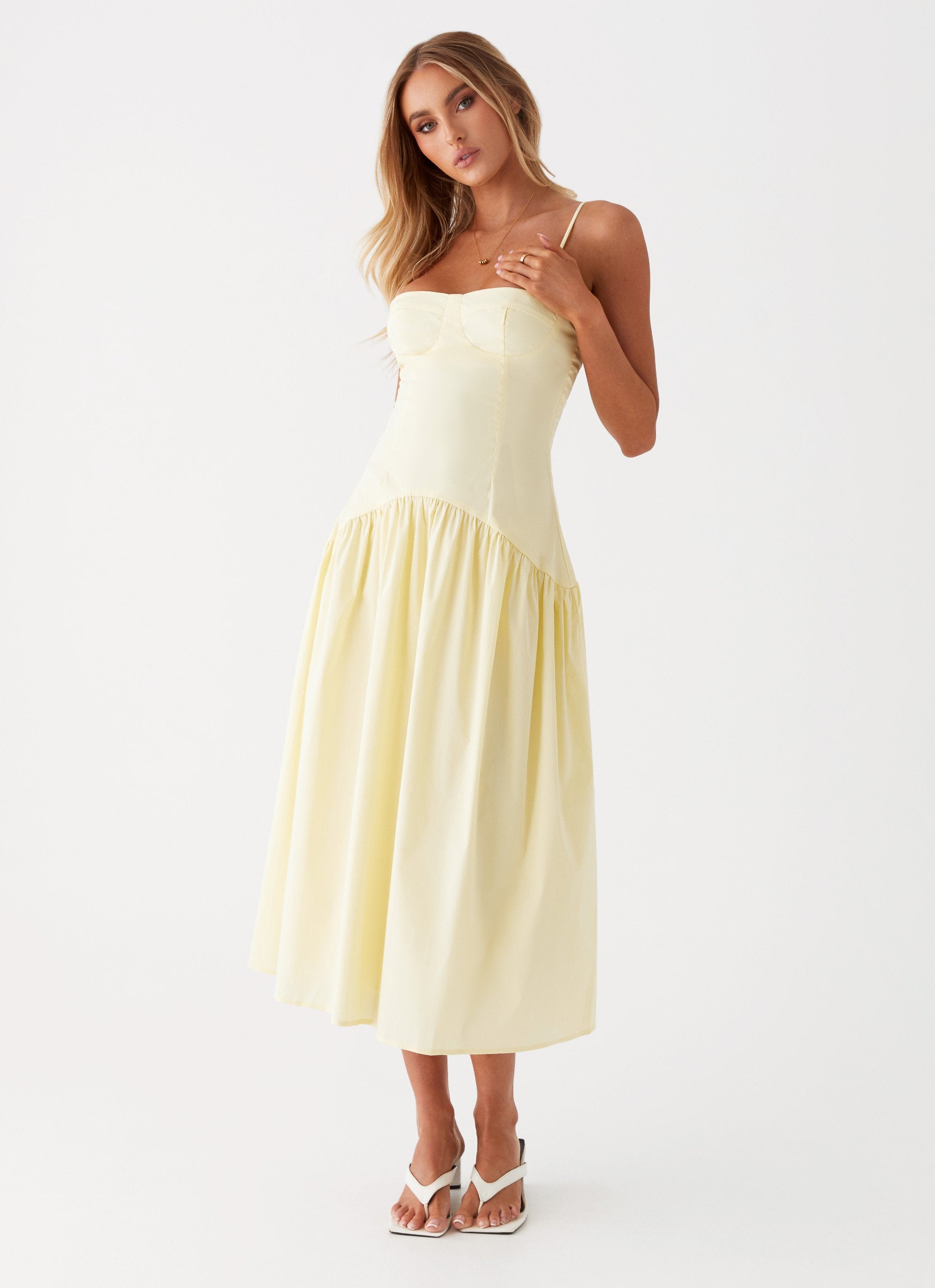 Yvette Corset Midi Dress - Yellow – Peppermayo UK